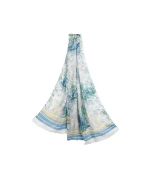 Etro Wool And Silk Scarf With Design - Light Blue