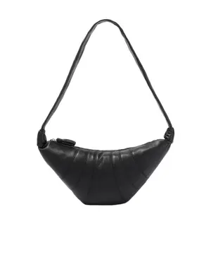 LEMAIRE Croissant Medium Leather Shoulder Bag - Black