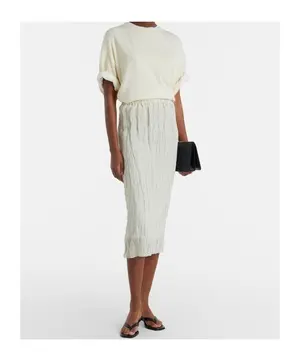 RÓHE Cotton-blend Midi Skirt - Nude