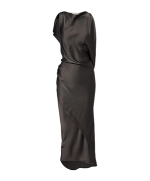 Victoria Beckham Kyra Draped Crepe Satin Midi Dress - Black