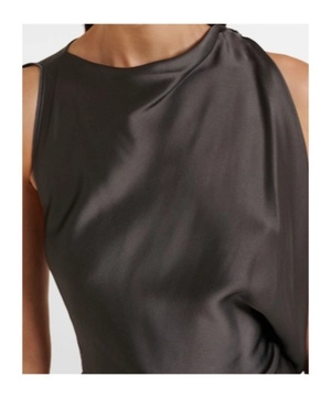 Victoria Beckham Kyra Draped Crepe Satin Midi Dress - Black
