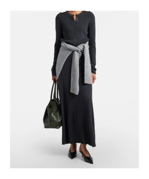 LISA YANG Adrienne Cotton And Cashmere Midi Skirt - Black