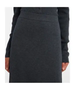 LISA YANG Adrienne Cotton And Cashmere Midi Skirt - Black