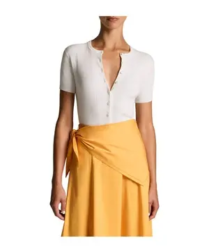 Vince Short-sleeve Knitted Cardigan - Optical White
