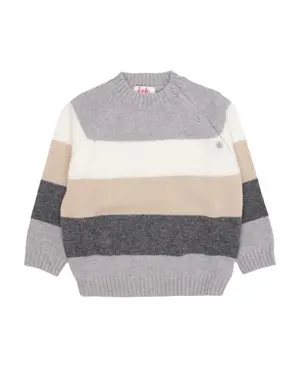 IL GUFO Round Neck Striped Sweater - Gray