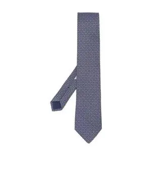 FERRAGAMO Gancini Print Tie - Blue