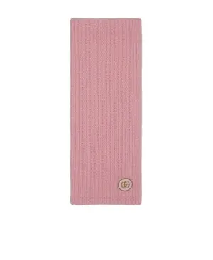 Gucci Logo Patch Knit Scarf - Pink