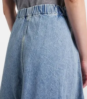 AGOLDE Distressed Denim Midi Skirt