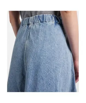 AGOLDE Distressed Denim Midi Skirt