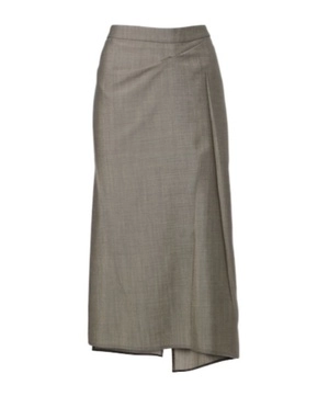Victoria Beckham Draped Wool And Mohair Midi Skirt - Gray