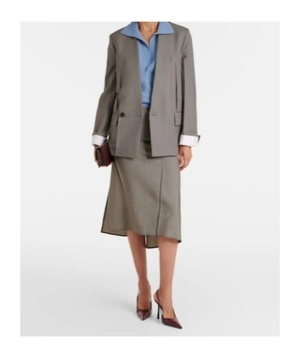 Victoria Beckham Draped Wool And Mohair Midi Skirt