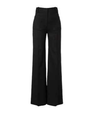 Victoria Beckham Virgin Wool Flared Pants - Black