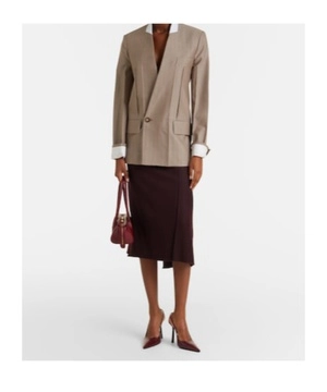 Victoria Beckham Draped Virgin Wool Midi Skirt