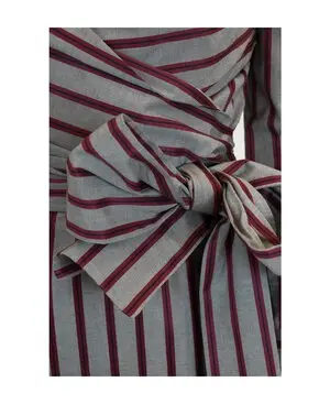 Victoria Beckham Striped Tie Detailed Wrap Skirt