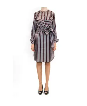 Victoria Beckham Striped Tie Detailed Wrap Skirt