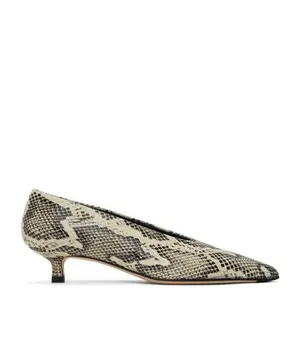 AeydĒ Embossed Pointed Toe Pumps - Nude