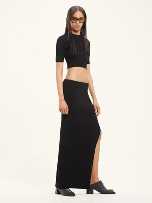COURREGES Rib-knit Mock Neck Cropped Top
