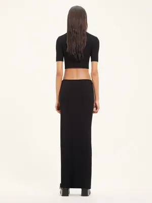 COURREGES Rib-knit Mock Neck Cropped Top