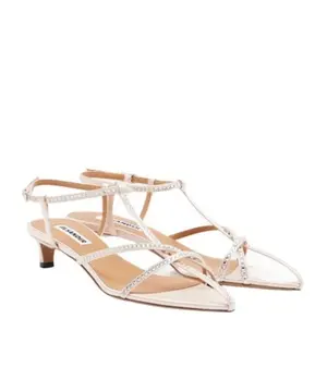 JIL SANDER Cage Crystal-embellished Leather Sandals - Nude