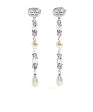 Valentino Garavani Ovalette Embellished Earrings - White