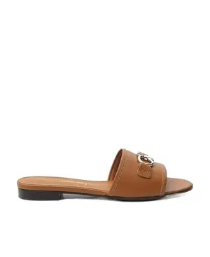 FERRAGAMO Double Gancini Open Toe Sandals - Brown