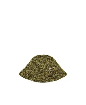 GANNI Logo-embroidered Chunky-knit Bucket Hat - Green