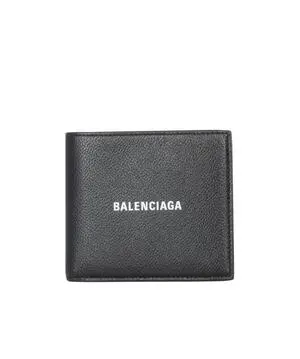 Balenciaga Logo Printed Bifold Wallet - Black