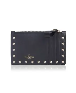 Valentino Garavani Roskstud Zip-up Coin Purse - Black