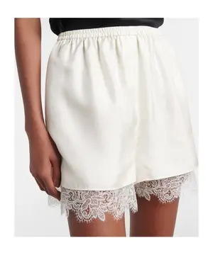 RÓHE Silk Shorts With Lace Trim - White