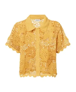 Simkhai Macks Floral Crochet Cotton Shirt - Yellow
