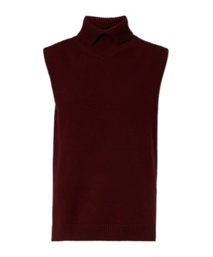 JIL SANDER Wool Turtleneck Sweater Vest - Brown
