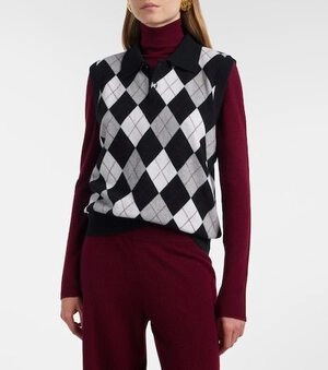 LISA YANG Anwen Argyle Cashmere Sweater Vest