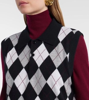 LISA YANG Anwen Argyle Cashmere Sweater Vest