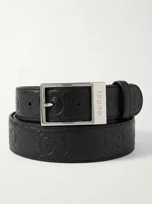 Gucci Monogrammed Embossed Belts - Black