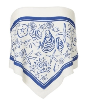 Simkhai Printed Linen-blend Bandeau Top - White