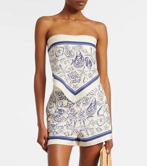 Simkhai Printed Linen-blend Bandeau Top