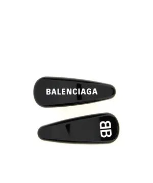 Balenciaga Logo Detailed Hair Clips - Black