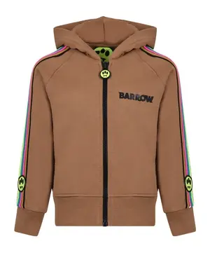 BARROW Logo-print Zip-up Hoodie - Brown
