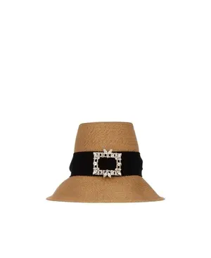 ROGER VIVIER Crystal Buckle Straw Hat