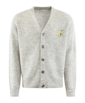 Drole De Monsieur Long-sleeved Knitted Cardigan - Grey