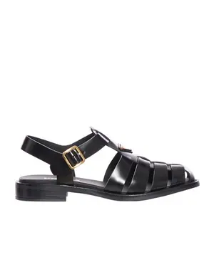 Prada Logo Plaque Buckle-fastened Sandals - Black