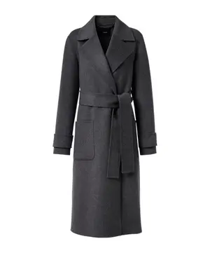 JOSEPH Belted Long-sleeved Coat - Black