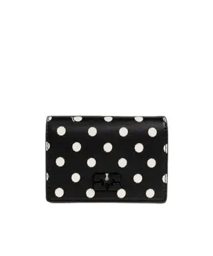 GANNI Bou Card Holder With Flap With Dots - Black