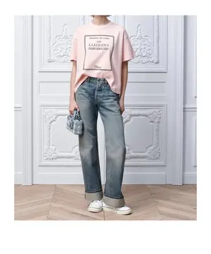 Dior Book Cover Oversized Cropped T-shirt - Pink
