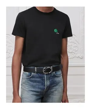 Dior T-shirt With Clover Embroidery, Regular Fit