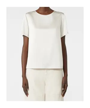 Max Mara Gilbert Satin Crewneck T-shirt - Ivory