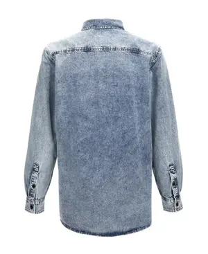 Moschino Teddy Logo Embroidered Buttoned Denim Shirt
