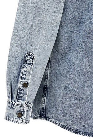 Moschino Teddy Logo Embroidered Buttoned Denim Shirt