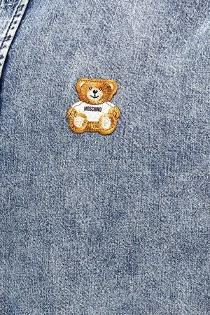 Moschino Teddy Logo Embroidered Buttoned Denim Shirt