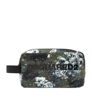 Dsquared2 Splatter-print Zipped Wash Bag - Green